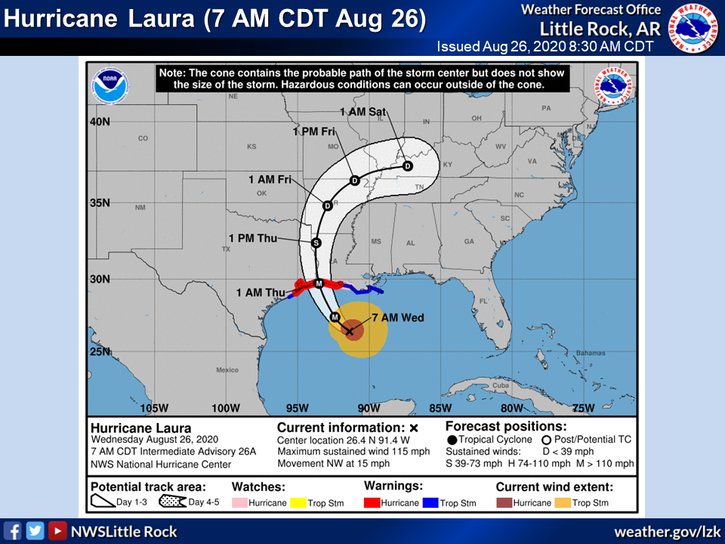 When will Hurricane Laura make landfall? Here's what Arkansans can ...